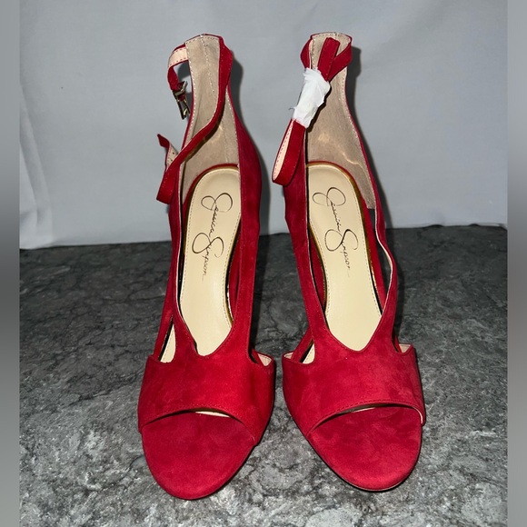 Jessica Simpson | Shoes | Jessica Simpson Red Suede Heels Style Jasta ...